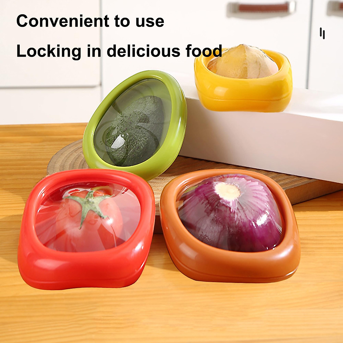 4Pcs Avocado Storage Containers,Flexible Bpa-Free Silicone & Reusable,Refrigerator Fruit And Vegetable Fresh Stretch Storage Pod, Makes Food Stays Fresh Longer,Ideal Avocado Keeper/Saver/Holder