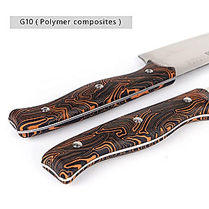 KEENSUN Chef Knife - 8 Inch Professional Kitchen Knife Rust Resistant VG10 Stainless Steel Chef Kitchen Ultra Sharp Cooking Knife,Orange-Black Damascus Pattern G10 Handle,Matte Knife Blade
