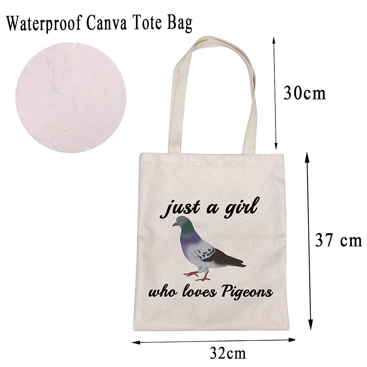 MBMSO Pigeon Tote Bag just a Girl who Loves Pigeons Gifts for Women Pigeon Lover Gift Shoulder Shopping Bag Bird Owner Gifts (Pigeons tote bag)