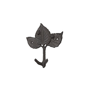 Handcrafted Nautical Decor Cast Iron Birch Tree Leaves Decorative Metal Tree Branch Hooks 6.5"