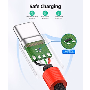 SUNGUY USB A to C Cable Right Angle, [2-Pack,1ft] 90 Degree Braided Fast Charging & Sync Type C Cable Compatible for Samsung Galaxy S10 S10E S9 S8 Plus Note 9, Nintendo Switch,Oculus Quest 2
