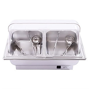 Electric Chafing Dishes - Stainless Steel Buffet Servers 9QT Food Warmer Commercial Chafing Dishes Temp Display Stainless Clear Lid&Handle for Catering (Plastic Lid)