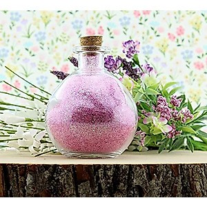 Cornucopia Round Glass Spherical Bottles, Potion Bottles" with Corks (2-Pack, 8-Ounce Capacity); Large Bottles for Costume Props, Decor & DIY Crafts