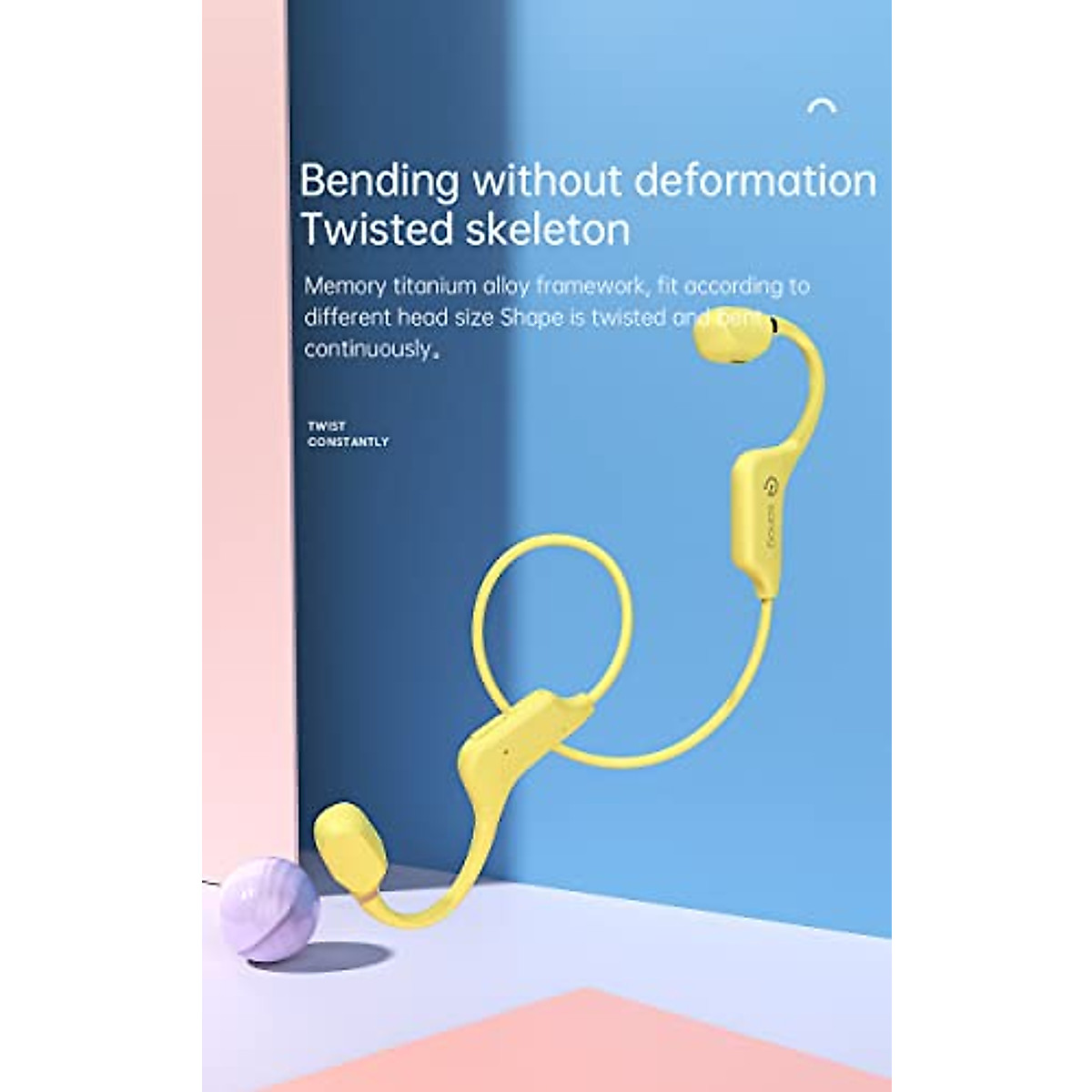 YODZ Bone Conduction Headphones Wireless Sports Headset Bluetooth 5.0 Open Ear HiFi Stereo IPX67 Waterproof Earphone Noise Reduction with Mic, for Sports and Games,Red