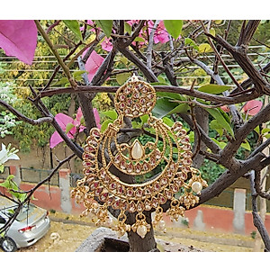 Saissa Gold Plated Bollywood Chandbali Boho Earrings Indian Jewelry for Women (Golden)