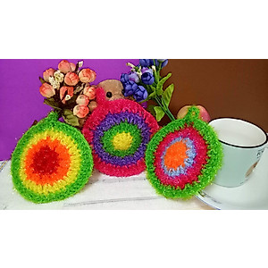 JC1927 Decorative Dish Scrubber Non Scratch Cleaning Pad Cute Dish Net Clothes for Kitchen Washing Dishes Cleaning Net 3 Pack