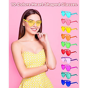 Yunsailing 30 Pcs Heart Shape Sunglasses Rimless Heart Glasses Bulk Colorful Glasses for Adults Trendy Glasses Women Eyewear (Bright Color)