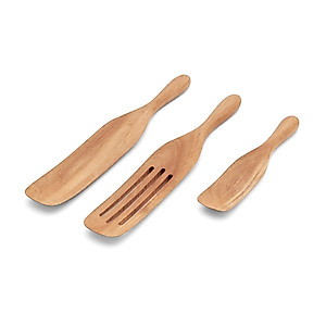 Fox Run 3-Piece Acacia Spurtle Set (Stirring Spatula/Spoon), 2 x 6 x 14.5 inches, Brown
