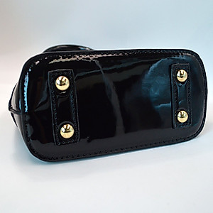 Zip Around Dome Patent Satchel Mini Top Handle Toe Bag Shell Shape Purse Handbags (black)