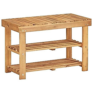 CustomDr Shoe Rack 27.5"x12.5"x18.1" Solid Acacia Wood LTMS Shoe rack Shoe organizer Shoe storage Shelf organizer Shoe organizer for closet Shoe rack organizer Shoe rack for entryway Shoe cabinet