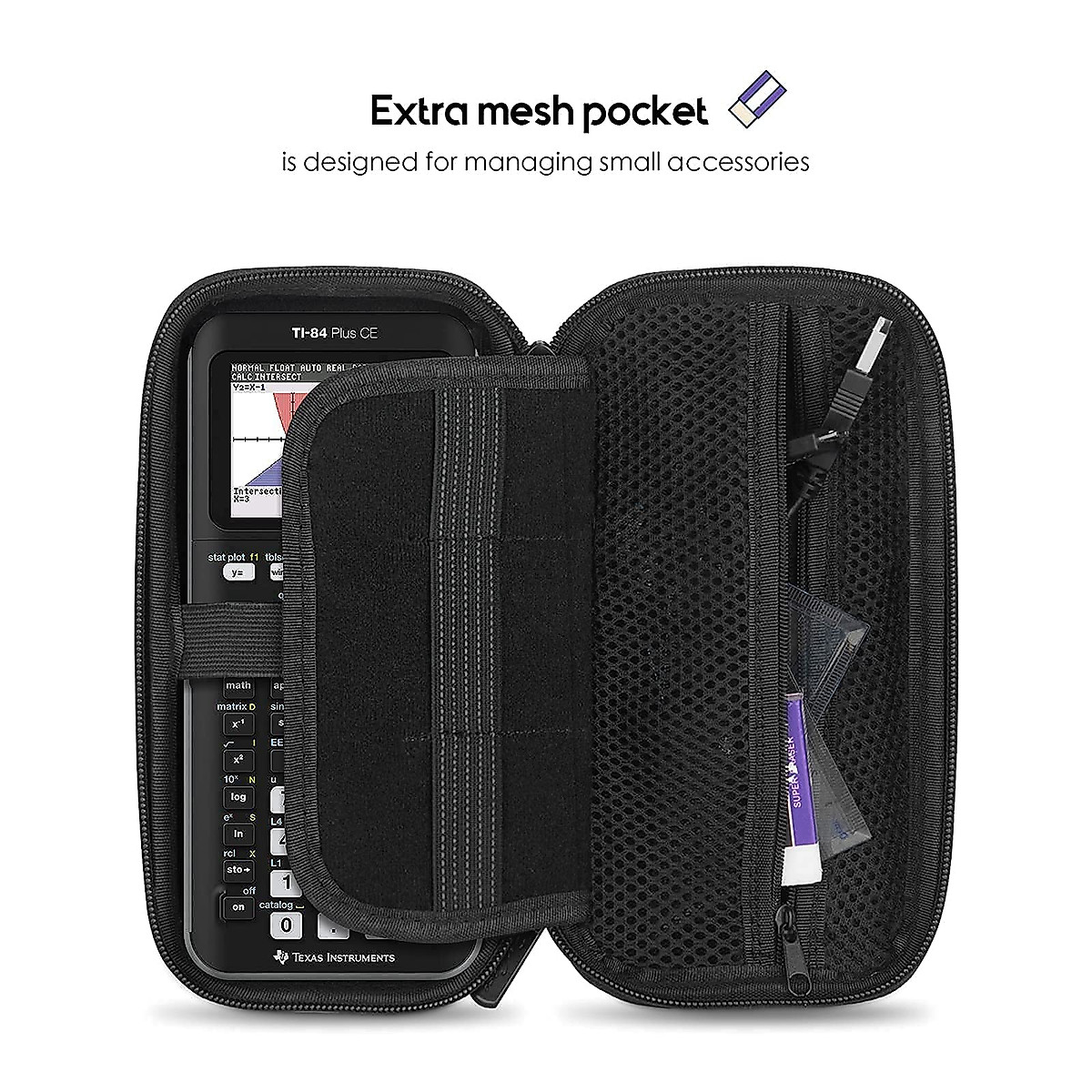 ProCase Hard EVA Case for Texas Instruments Ti-84 Plus CE Bundle with Portfolio Business Padfolio Folder with Zipper