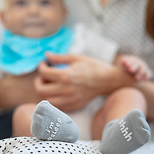 Baby Socks Gift Set - Unique Baby Shower or Newborn Gift - 4 Pairs of Cute Funny Quotes in Gift Box