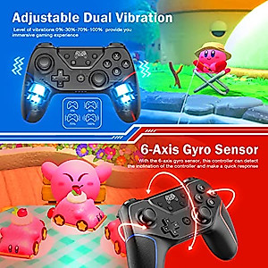 YCCTEAM Wireless Pro Controller for Switch/Lite/OLED, Switch Controller Support Adjustable Turbo Function, Switch Remote Controller Gamepad with Wake-up, Motion Control and Vibration