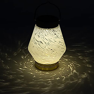 Allsop Home and Garden 30673 Solar Boaters Lantern Oval, Handblown Glass with Solar Panel and LED Light, Weather-Resistant for Outdoor Deck, Patio, Garden, Oval/White, 1-Count