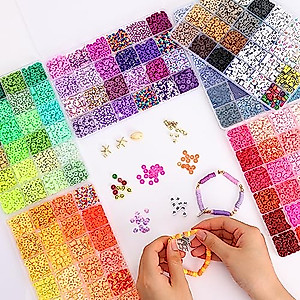 QUEFE 10560pcs 132 Colors Clay Beads Kit for Jewelry Making, Polymer Clay Beads with Charms for Bracelet Making and Gifts, Craft Set for Girls 8-12