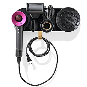 Storage Holder for Dyson Supersonic Hair Dryer, Dyson Hair Dryer Holder Acrylic Dyson Hair Dryer Wall Mount Black for 5 Dyson Hair Attachments Wide Tooth Comb, Genyen Eye