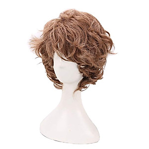 BoMing Man's Short Curly Brown Cosplay Wigs for Halloween Costume