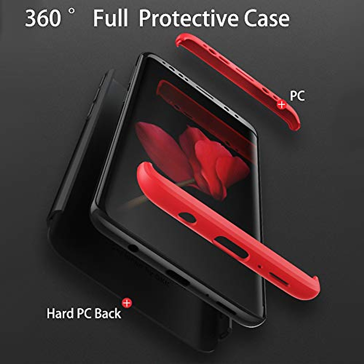 MuZiFei Case for Galaxy S9 Plus, 3-in-1 Ultra-Thin Slim Hard PC Case Cover Anti-Scratches 360 Degree Full Body Protective Cover Compatible with Samsung Galaxy S9+ Plus 6.2“ (Black)