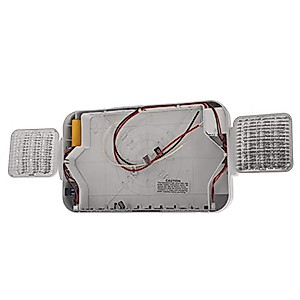 LFI Lights | Combo Red Exit Sign with Emergency Lights | White Housing | All LED | Two Adjustable Square Heads | Hardwired with Battery Backup | UL Listed | (2 Pack) | COMBO2-R