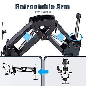 DZQ Micro Inlaid Mirror 7X-45X Multi-Directional Microscope Set Working Distance 3.7-11.8 inch Micro-Setting Microscope Spring Bracket with Ring Light(Upgraded Version)