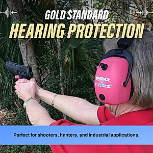 Pro Ears Gold II 30 Electronic Hearing Protection, Military Grade Tactical Ear Muffs, NRR 30 DB, for The Range, Shooting, & Hunting, Pink
