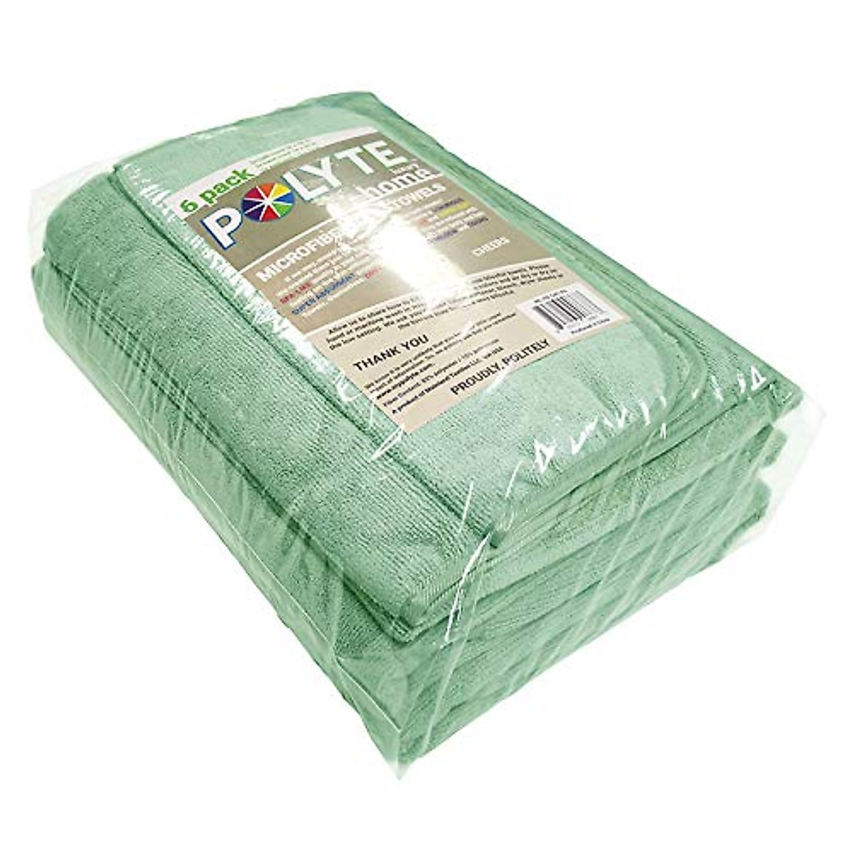 POLYTE Oversize, 60 x 30 in., Quick Dry Lint Free Microfiber Bath Towel Set, 6 Piece (Green)