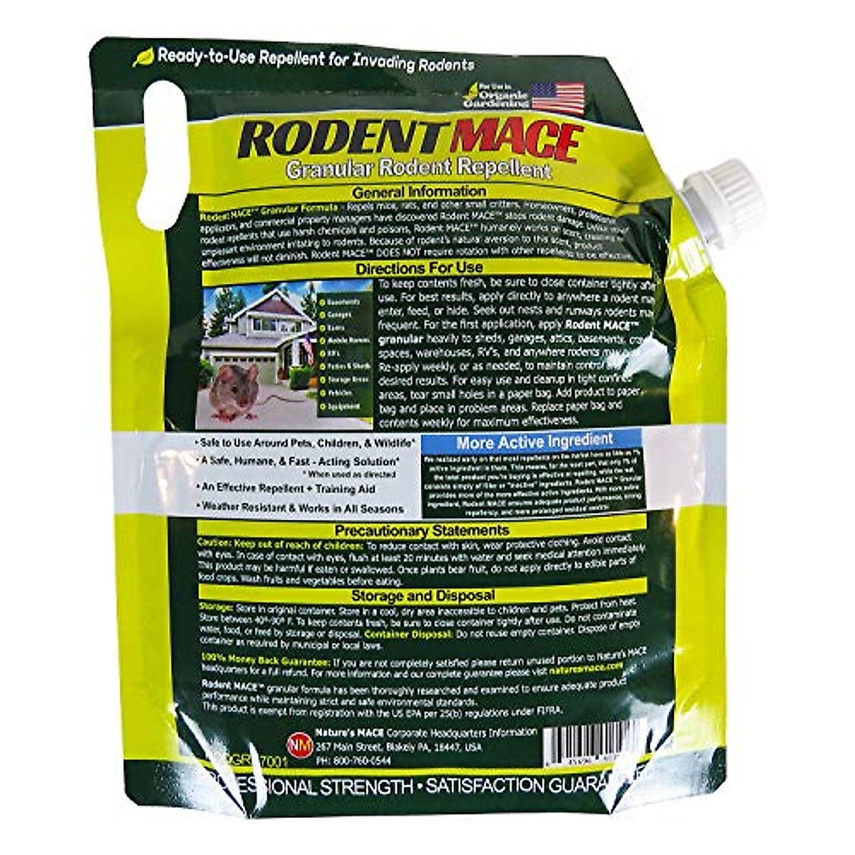 Nature’s MACE Rodent Repellent 2.5lb / Covers 440 Sq. Ft. / Repel Mice & Rats / Keep Mice, Rats & Rodents Out of Home, Garage, Attic, and Crawl Space / Safe to use Around Children & Pets