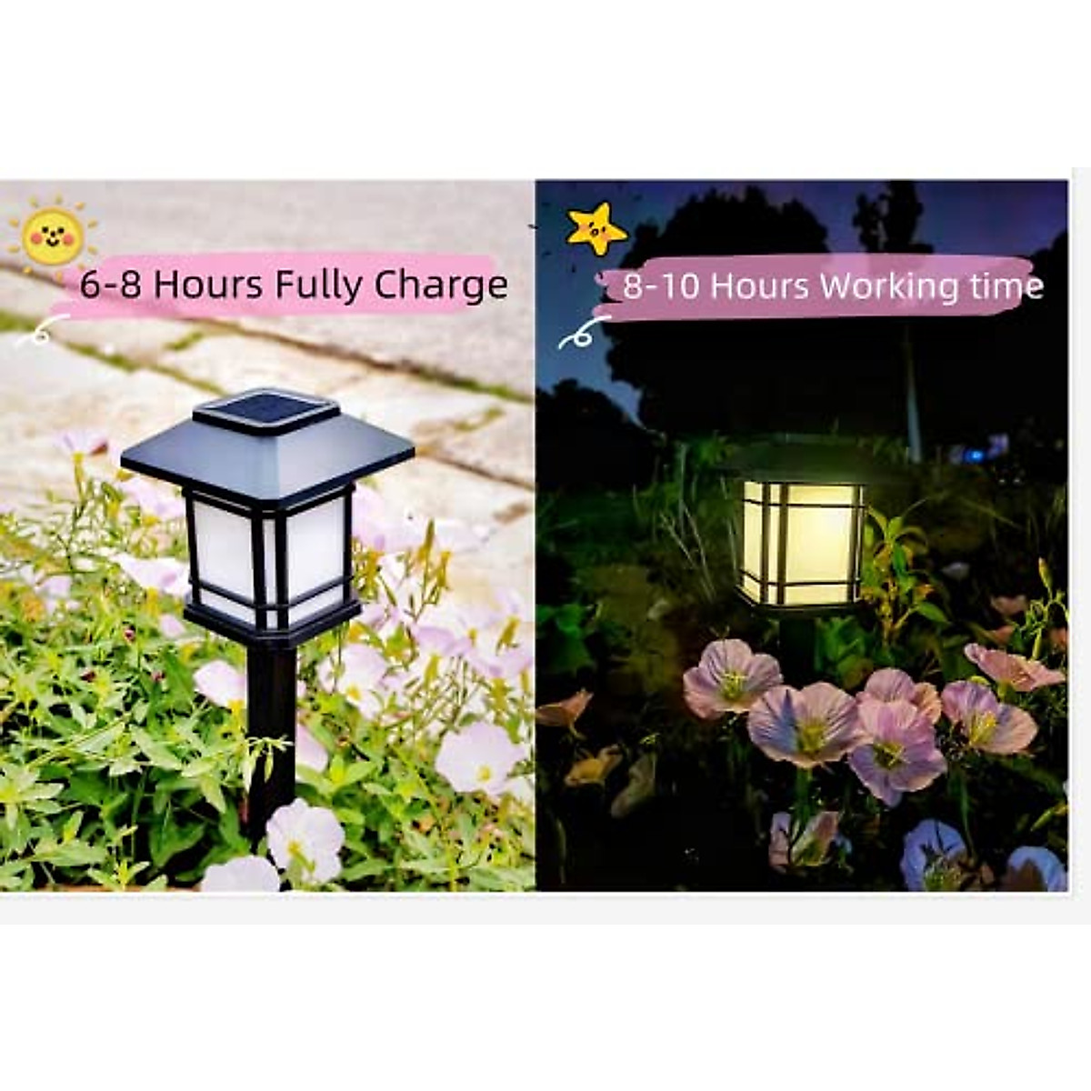 ASTRAEUS Solar Path Lights, New LED Warm White Solar Garden Light for Outdoor with IP44 Waterproof, Solar Pathway Light for Landscape, Driveway, Terrace, and Walkway, Yard. (White, 2 Pack)