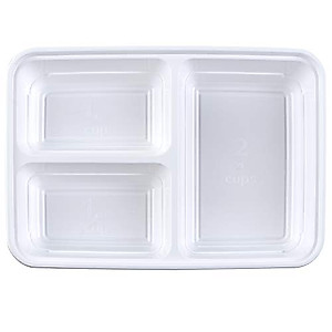 Good Cook Meal Prep, 3 Compartments BPA Free, Microwavable/Dishwasher/Freezer Safe, White