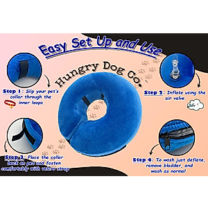 Hungry Dog Co.- Premium Inflatable Dog Collar for Dogs and Cats - Helps in Pet Recovery - Comfortable and Safe for Your Pet - Soft E-Collar – Grey, Medium (8”- 12” Neck)