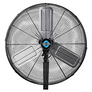 Tornado 24 Inch Pro Series High Velocity Oscillating Wall Mount Fan For Commercial, Industrial Use 3 Speed 7600 CFM 6.6 FT Cord UL Safety Listed