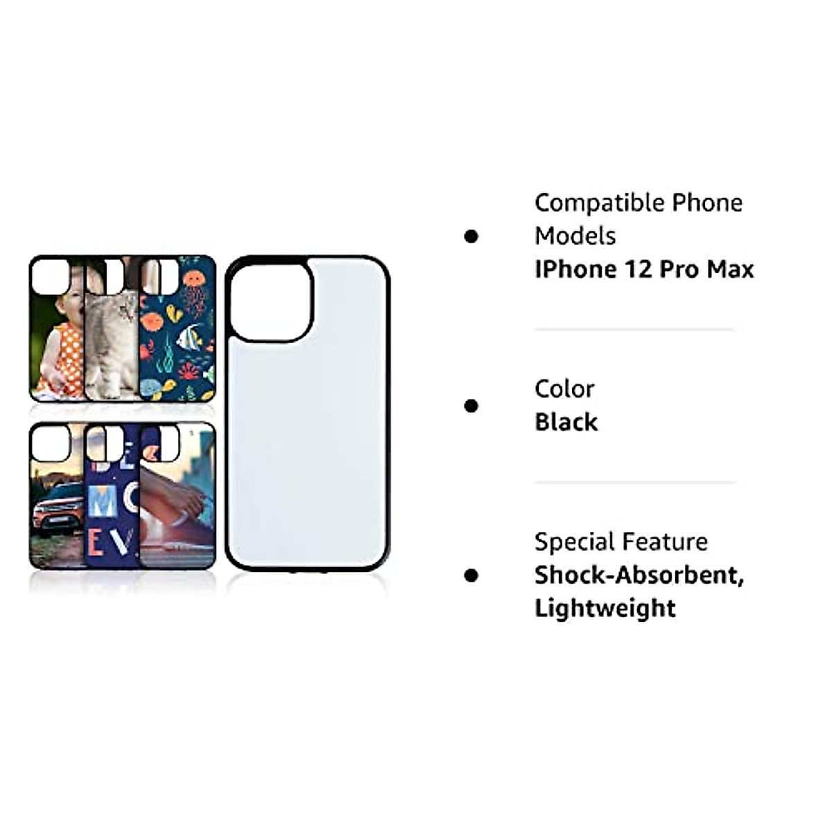 Konohan 6 Pieces Sublimation Blank Phone Case Cover Blank Printable Phone Case for DIY Customize Heat Press Rubber Protective Case(Compatible with iPhone 12 Pro Max)