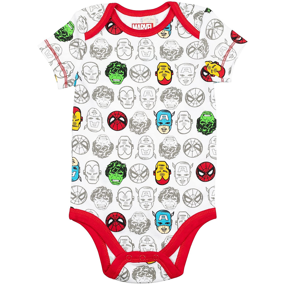 Marvel Avengers Spider-Man Iron Man Captain America Newborn Baby Boys 5 Pack Bodysuits Multi 0-3 Months