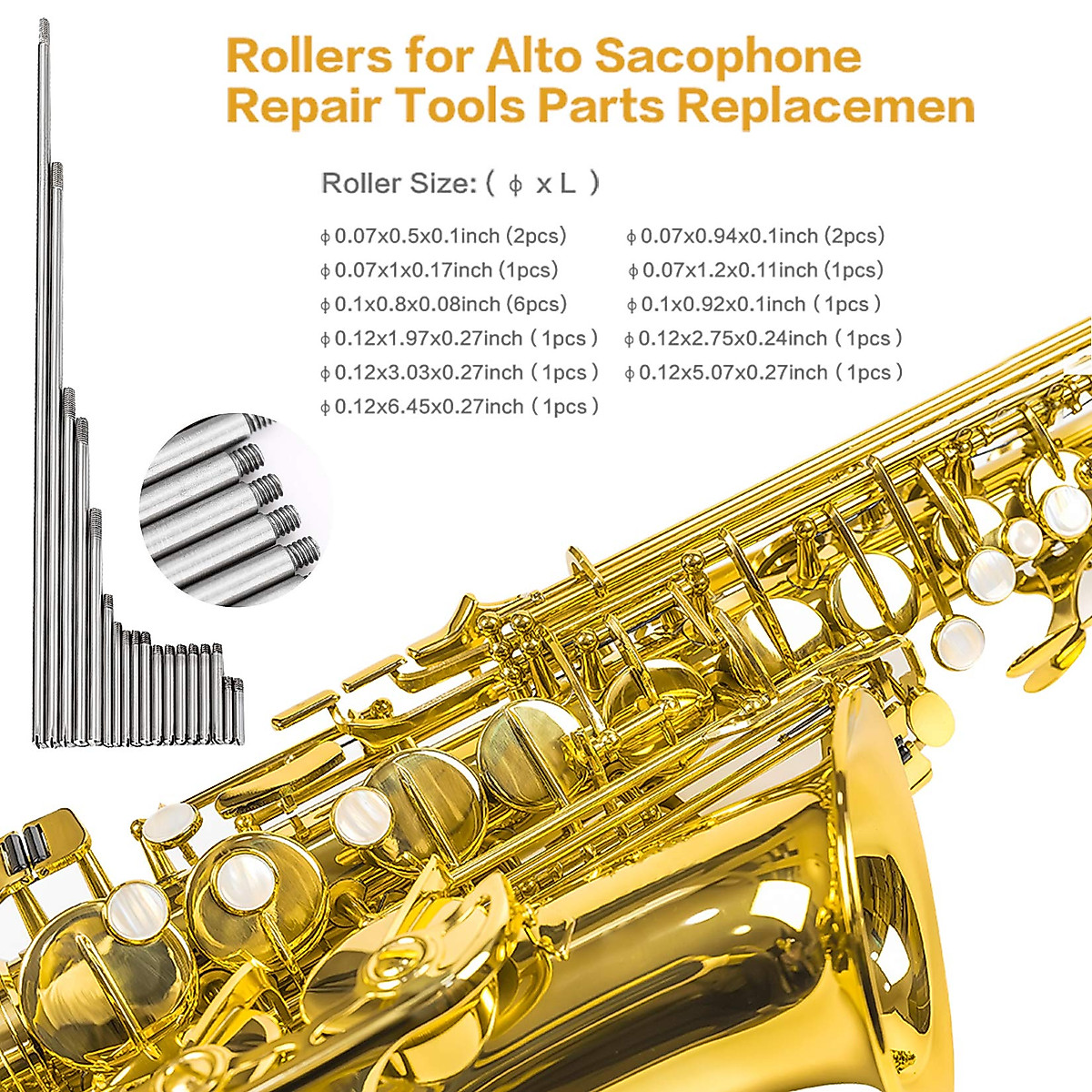 GU GU 1 Set Alto Sax Repair Parts Screws + 25pcs Sax Pads + Blanket column