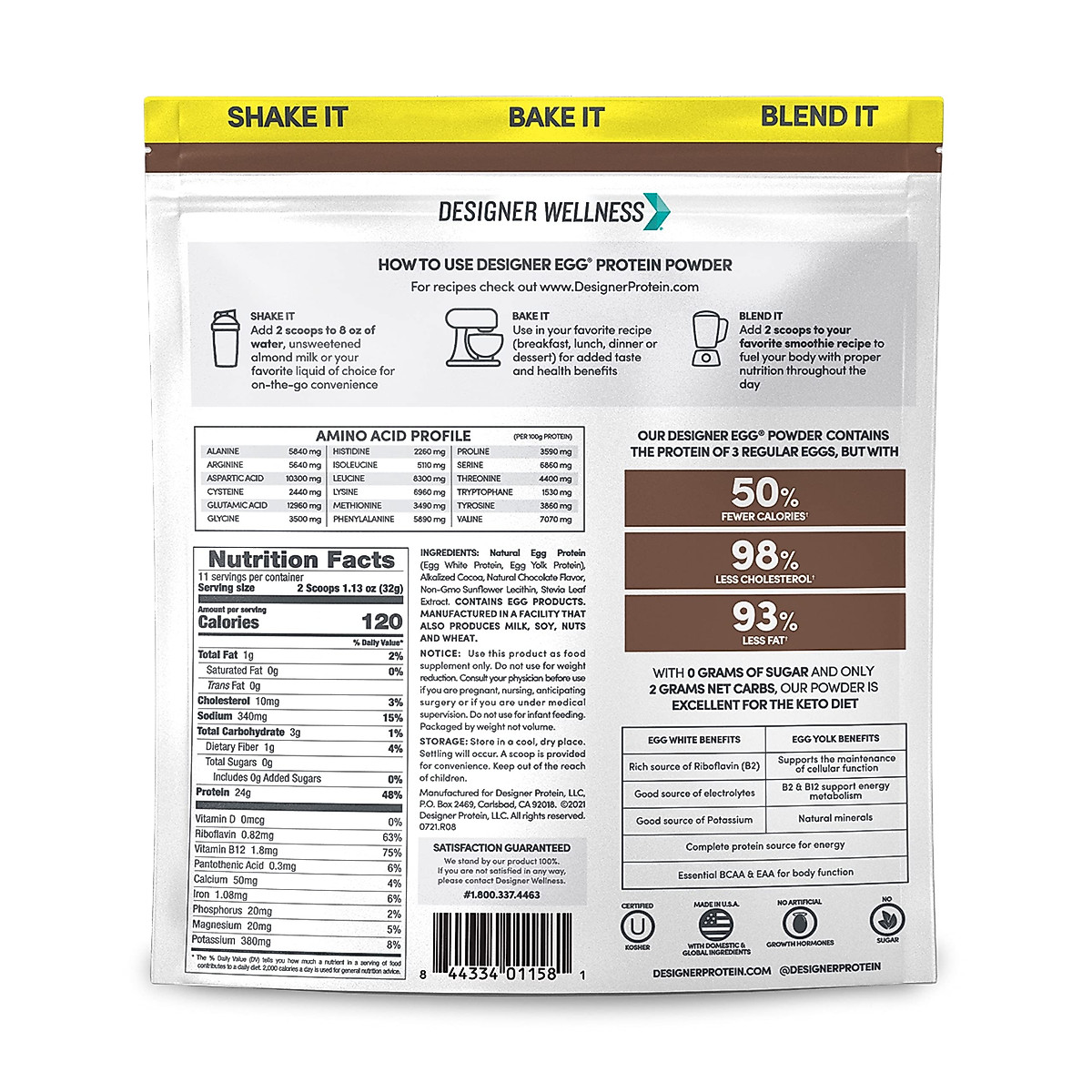 Designer Wellness Designer Egg Protein Powder, 12.4 oz Dutch Chocolate and 12.4 oz Classic Vanilla Bundle