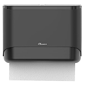 PLUSSEN Paper Towel Dispenser Wall Mount,Black Commercial Paper Towels Holder Dispensing Multi-Fold Trifold Tissue for Bathroom Kitchen Office