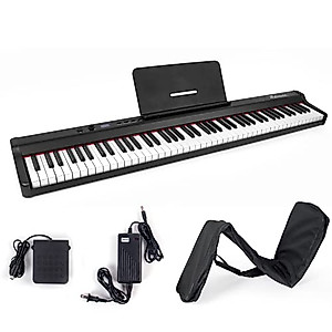 Digital Piano, 88 Key Full Size Velocity-Sensitive Semi-Weighted Keys Portable Electric Piano with Sustain Pedal Power Supply for Beginner/Adults Practice