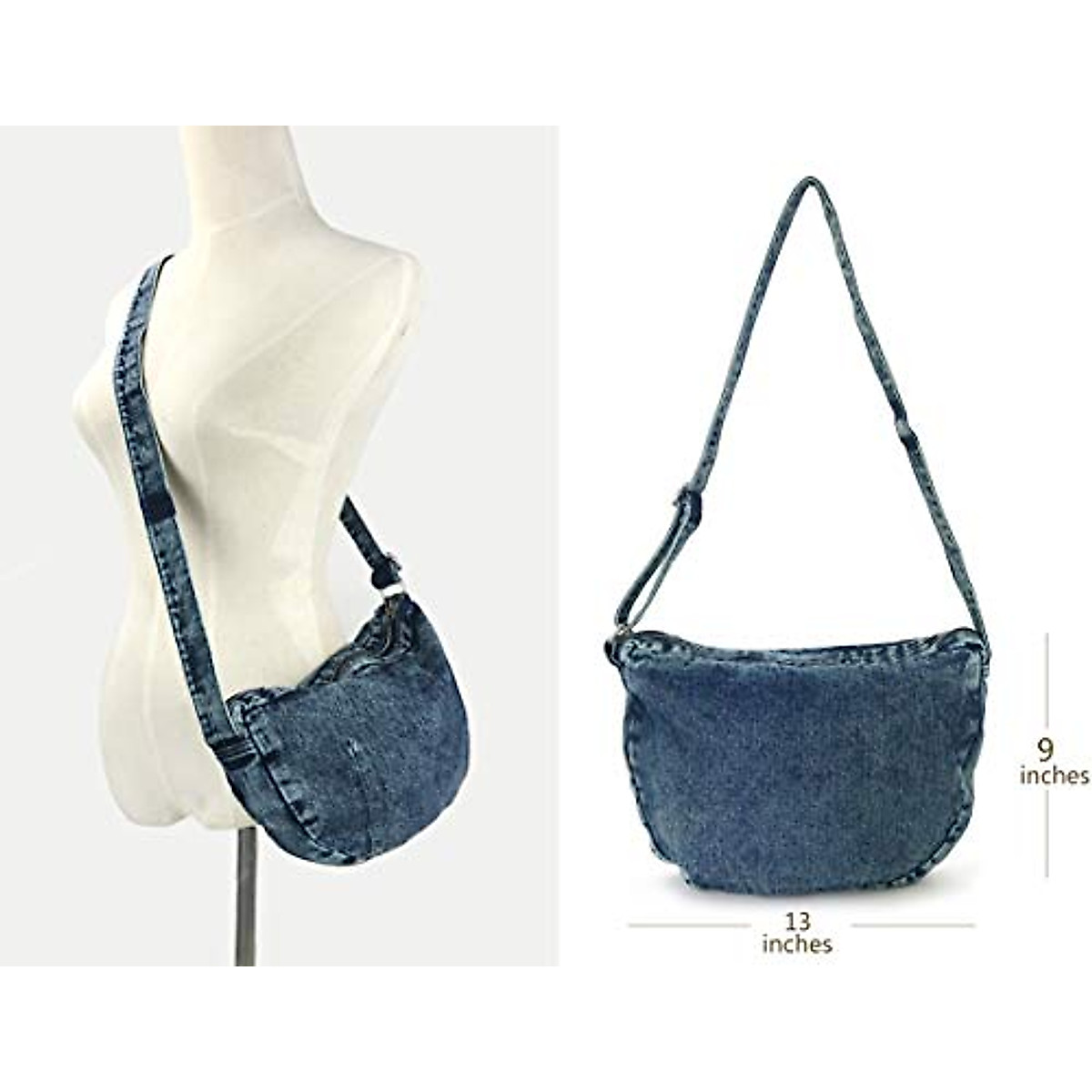 Denim Indigo Hobo Cross Body Bag Womens Shoulder Bag (Indigo)