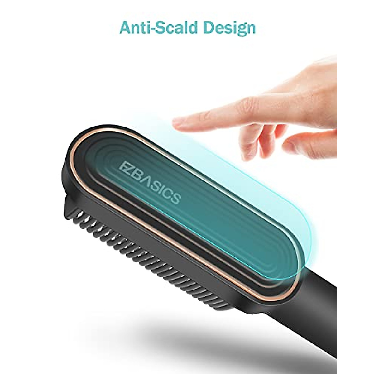 Hair Straightener Brush EZBASICS Ionic Hair Straightening Brush with 9 Heat Levels for Frizz-Free Silky Hair, 30s Fast Heating Anti-Scald & LED Screen, Perfect for Professional Salon at Home