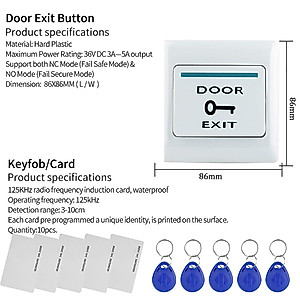 OBO HANDS RFID Door Access Control System Keypad +NC Electric Drop Bolt Lock+Power Supply+Exit Button +10pcs Fobs/Cards