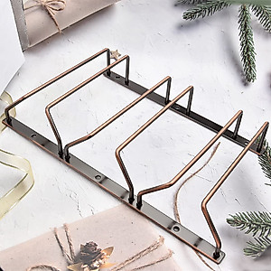 zoohot 18cm Wine Glass Rack - Under Cabinet Stemware Wine Glass Holder Glasses Storage Hanger Metal Organizer for Bar Kitchen, Copper Finish (3 Rows, 1 Pack)