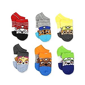 Paw Patrol Boys Girls 6 Pack No Show Socks (Shoe: 4-7 (Sock: 2-4), Paw Patrol Multi)