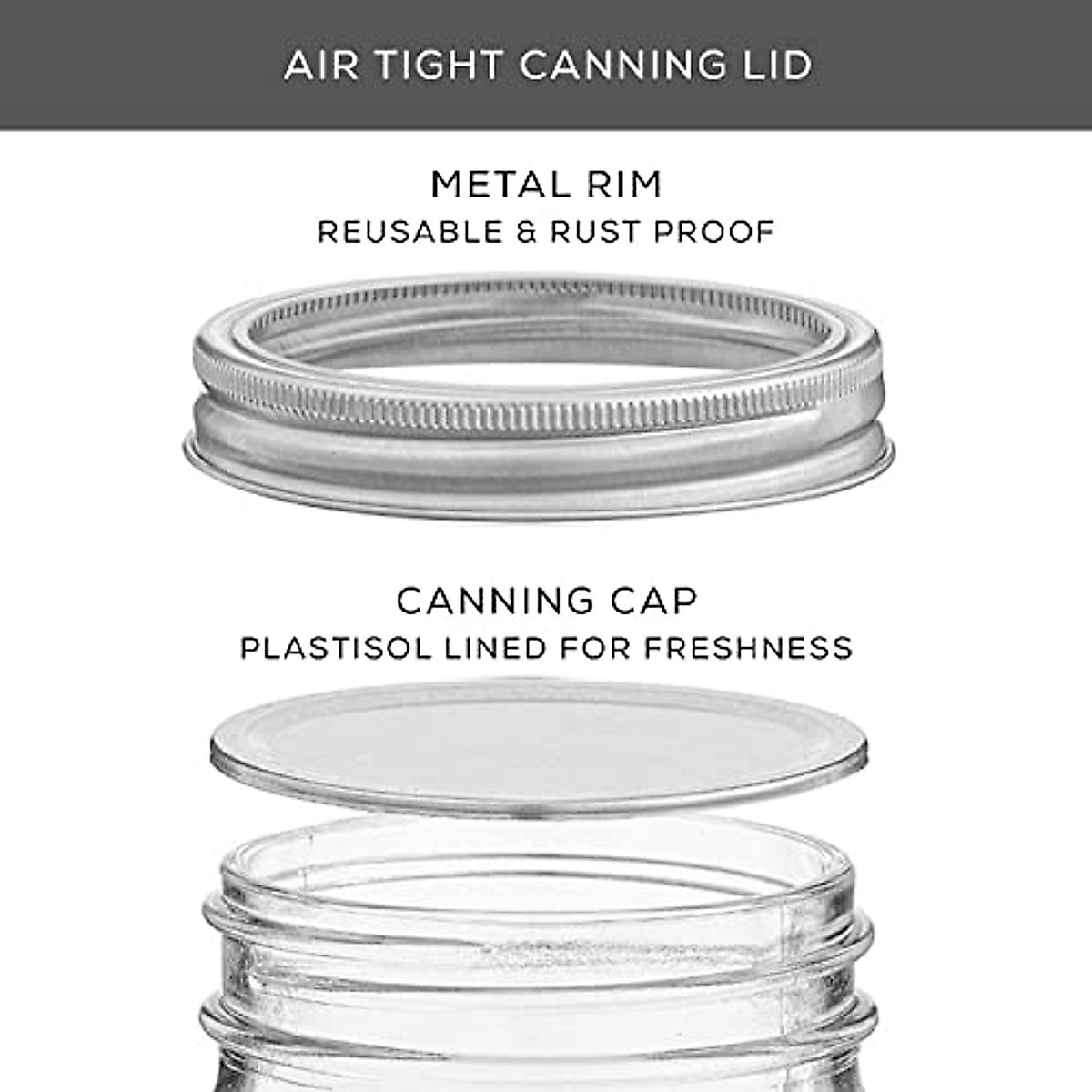 JoyJolt 8 Oz Mason Jars With Lids, Labels and Measures! 6-Pack Regular Mouth Mason Jars, Glass Jar with Lid and Band. Airtight Canning Jars, Overnight Oats Jars, Salad Jars, Sourdough Starter Jar