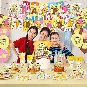 Pompompurin Party Supplies,Birthday Party Decorations for Cartoon Dog for kids with happy birthday banner,cake topper ,balloons for Pompompurin theme birthday party decorations
