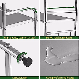 susunnus Stainless Steel Shelves 4 Tier, Pantry Shelves, Bathroom Shelves Organizer, Suitable for Kitchen & Bathroom, Total Load 120LB, 304 Stainless Steel & Durable & Waterproof & Gift Tools