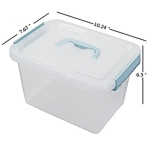 Ucake 8 Quart Plastic Small Storage Box with Handel, Clear Storage Bin with Lid, 6 Pack