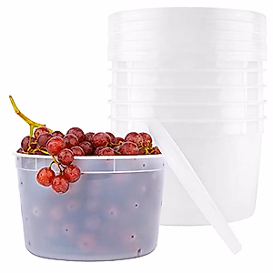 BluShine [12 Sets - 64 oz.] Plastic Deli Food Storage Containers with Airtight Leak Proof Lids - Washable And Reusable - Recyclable BPA-Free - Microwave, Fridge, and Freezer Safe