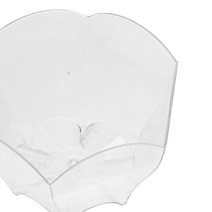 BESTonZON 90mlclear Dessert Cups 24pcs Flower Shaped Small Dessert Tumbler Cups Plastic Ice Cream Mousse Bowls Parfait Appetizer Cup Dish for Tasting Party