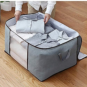 Dingq Clothing Storage Bag, Package Foldable Quilt Blanket Wardrobe Organizer, Large Capacity Travel Shoe Clothes Toys Pouch Accessories, Grey, 23.62 x 15.75 14.37 (in)