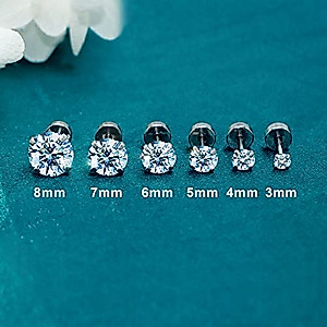 Flat Back Stud Earrings for Women Cartilage Earrings Hypoallergenic Earrings Surgical Steel Earrings CZ Earrings Studs 6 Pairs 18G